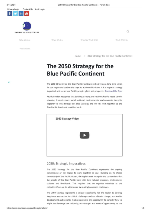 The 2050 Strategy for the Blue Pacific Continent — Pacific Security College